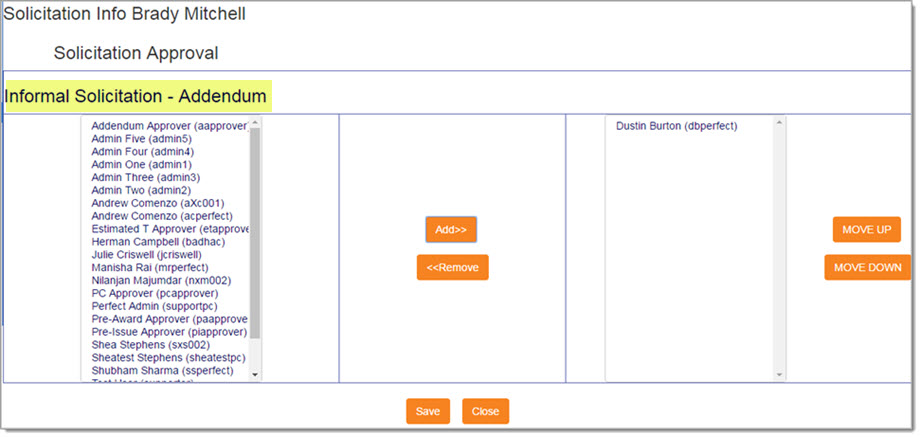 Solicitation Workflow - User